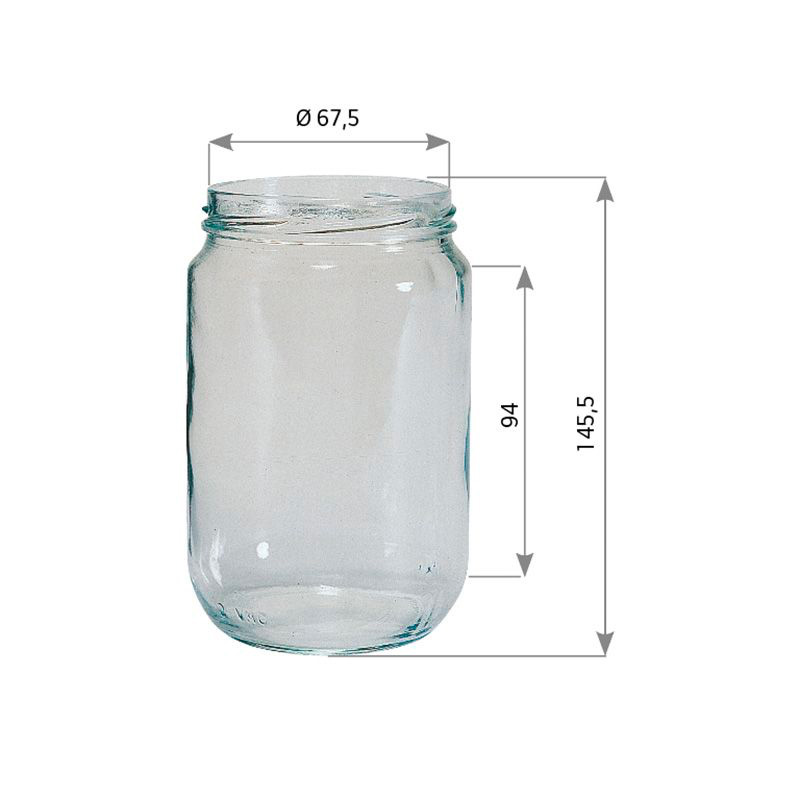 Pots en verre : Pot en verre cylindrique 1kg (748ml) TO82 - Icko Apiculture