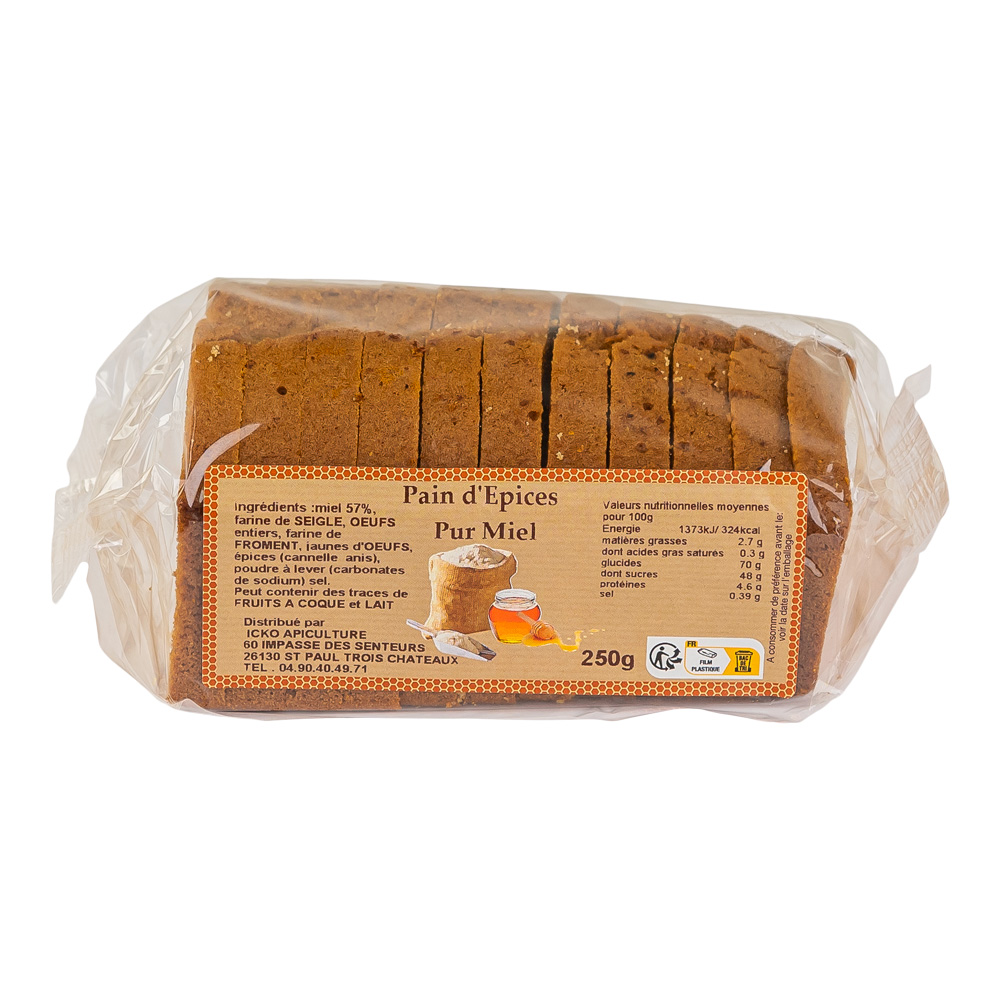 Pain d'épices au miel 57% tranché 250g | recette artisanale